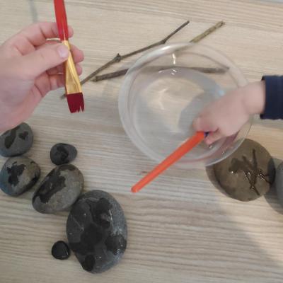 Learning Writing With Sticks And Stones - Activity For Kids